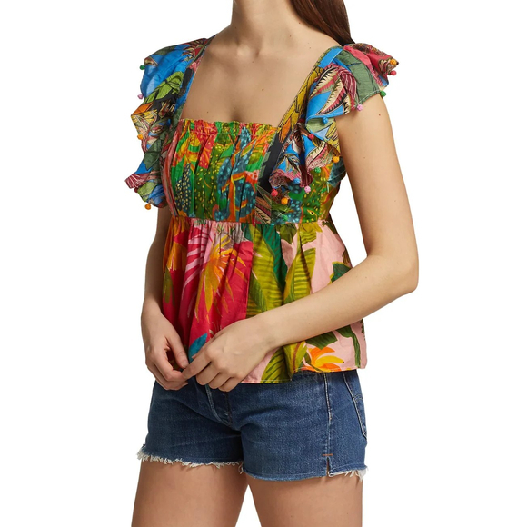 FARM Rio | Tops | Farm Rio Mixed Prints Cotton Blouse Large | Poshmark